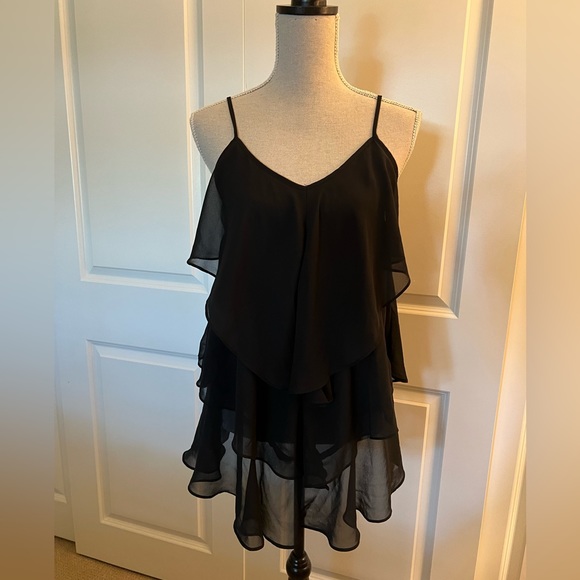 In Bloom | Tops | In Bloom Black V Neck Layered Ruffle Tank Small ...